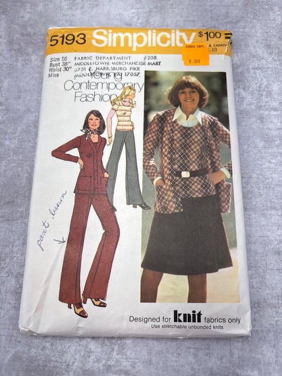 Simplicity | Office | Simplicity 593 Pullover Top Mini Skirt Pants ...